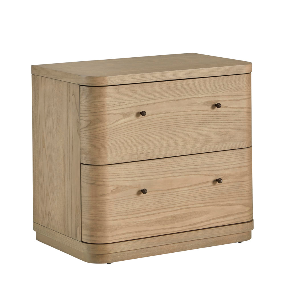 Penny Two Drawer White Ash Nightstand in Buff Cream – Hollywood Glam ...