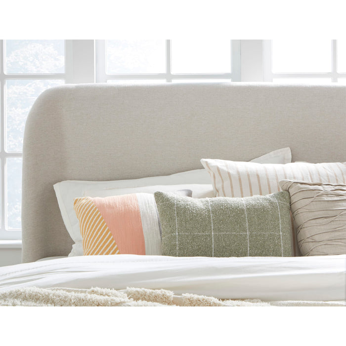 Penny Upholstered Platform Bed in Buff Cream Ash and Oatmeal Linen ...