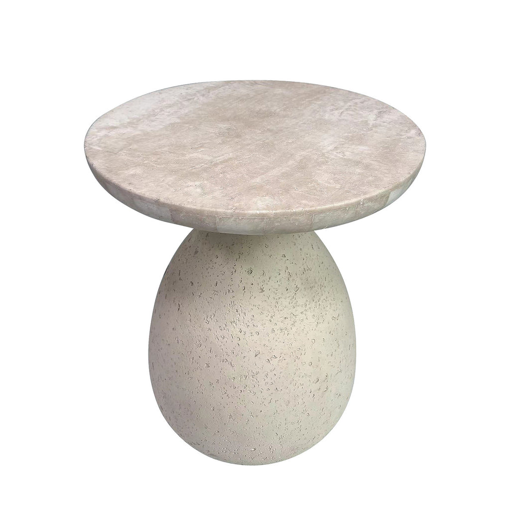 Gina Cream Travertine Side Table – Hollywood Glam Furnitures