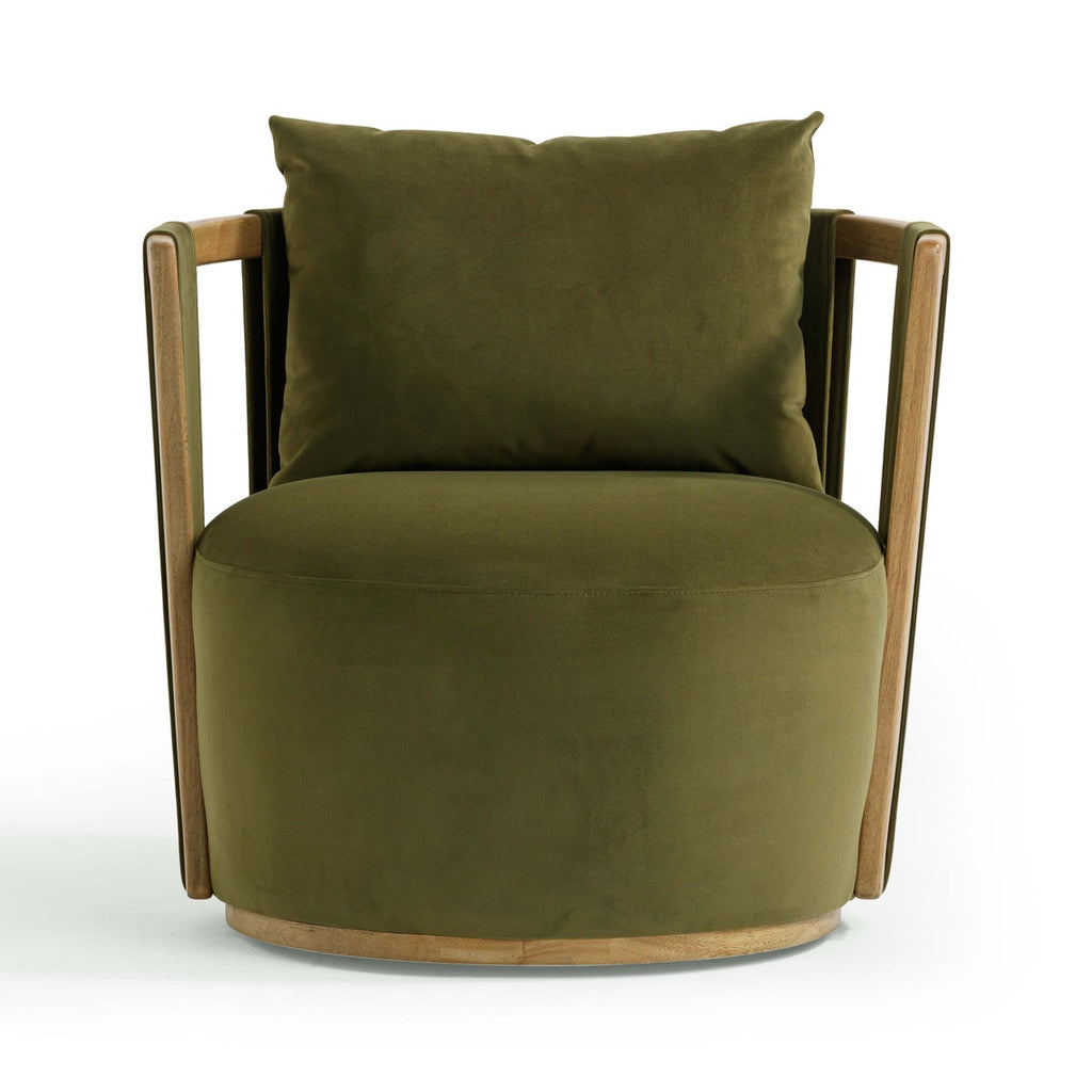 Paolo Green Upcycled Distressed Velvet Swivel Chair – Hollywood Glam ...