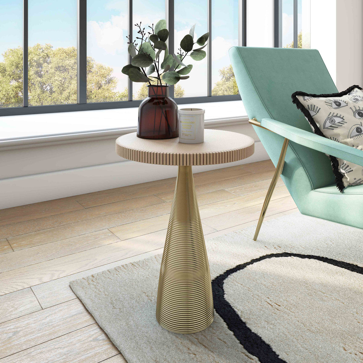 Celeste Ribbed Side Table – Hollywood Glam Furnitures