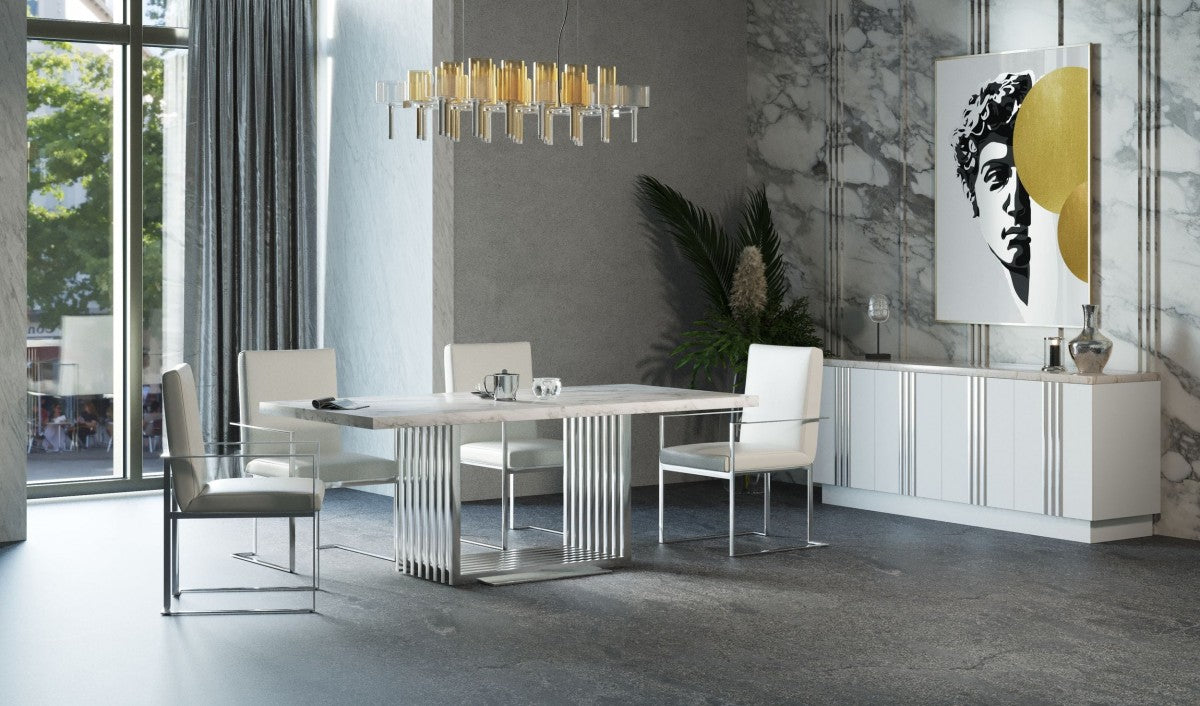 Modrest Kingsley Modern Marble & Stainless Steel Dining Table ...